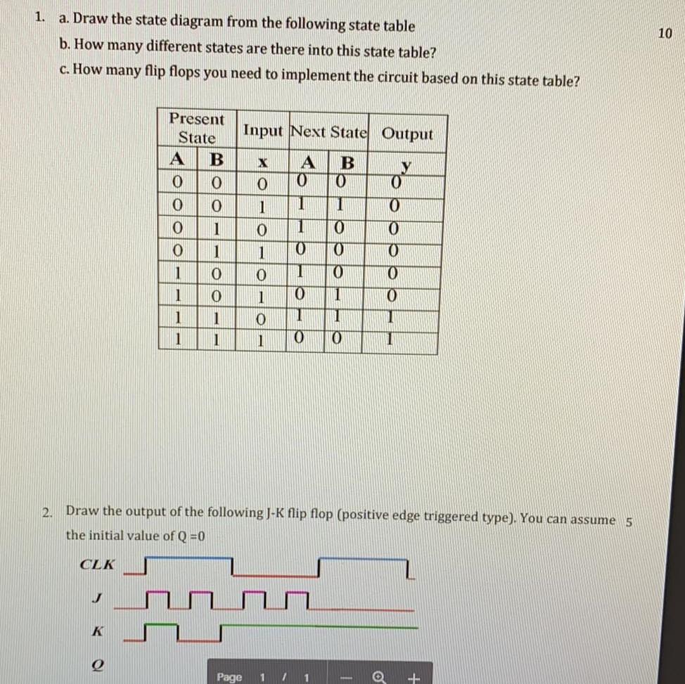 Solved 10 1. a. Draw the state diagram from the following | Chegg.com