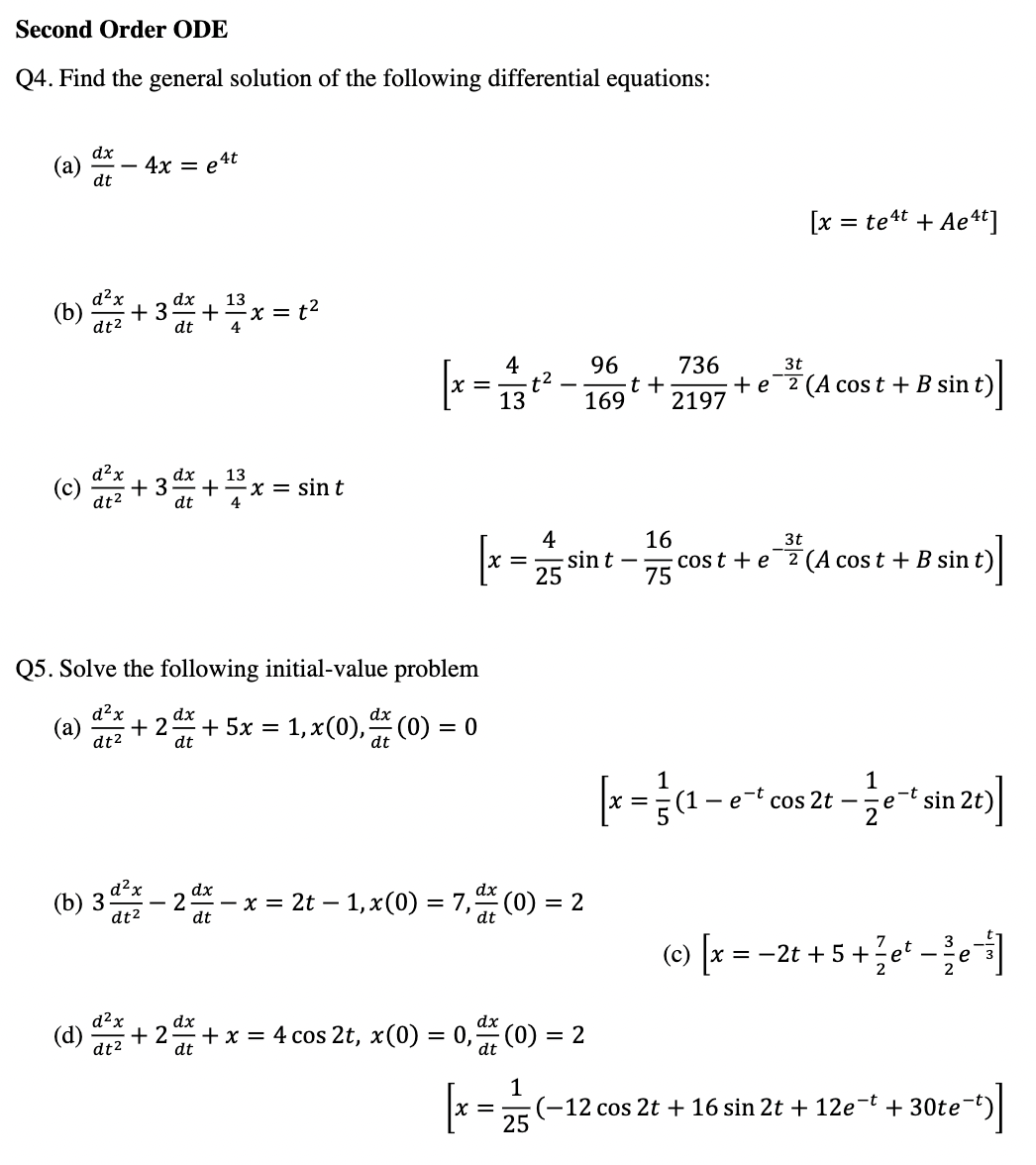 Solved Q4. Find the general solution of the following | Chegg.com