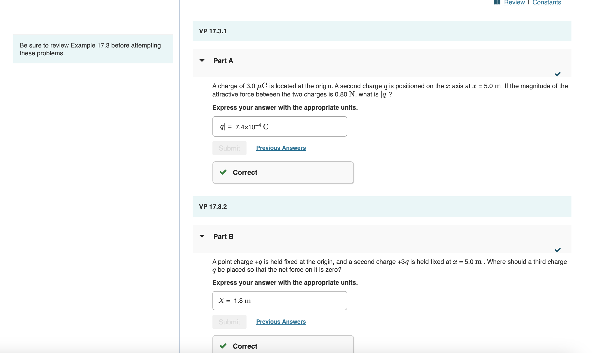 Solved VP 17.3.1Be sure to review Example 17.3 ﻿before | Chegg.com