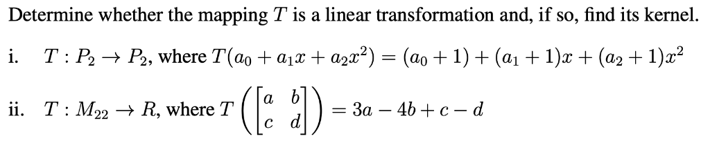 Solved Determine whether the mapping T is a linear | Chegg.com