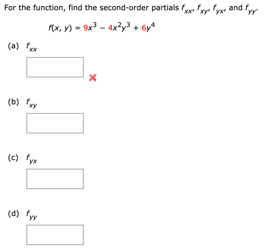 Solved For the function, find the second-order partials | Chegg.com
