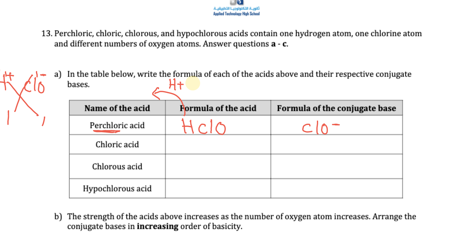 Solved 3. Perchloric, chloric, chlorous, and hypochlorous | Chegg.com