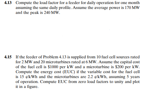 Solved I.13 Compute the load factor for a feeder for daily | Chegg.com
