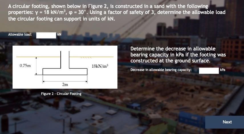 Solved A circular footing, shown below in Figure 2, is | Chegg.com