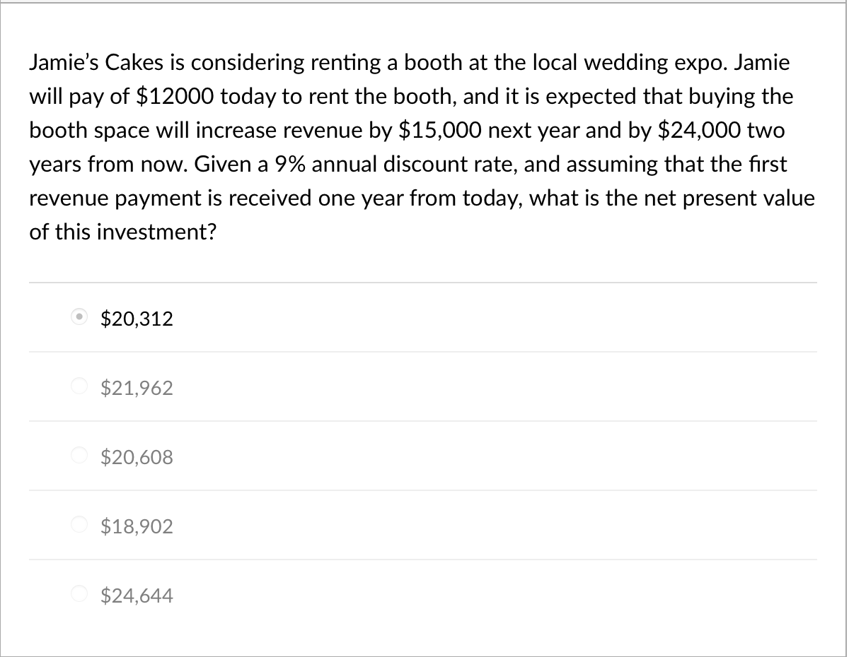 Solved Jamie's Cakes is considering renting a booth at the | Chegg.com