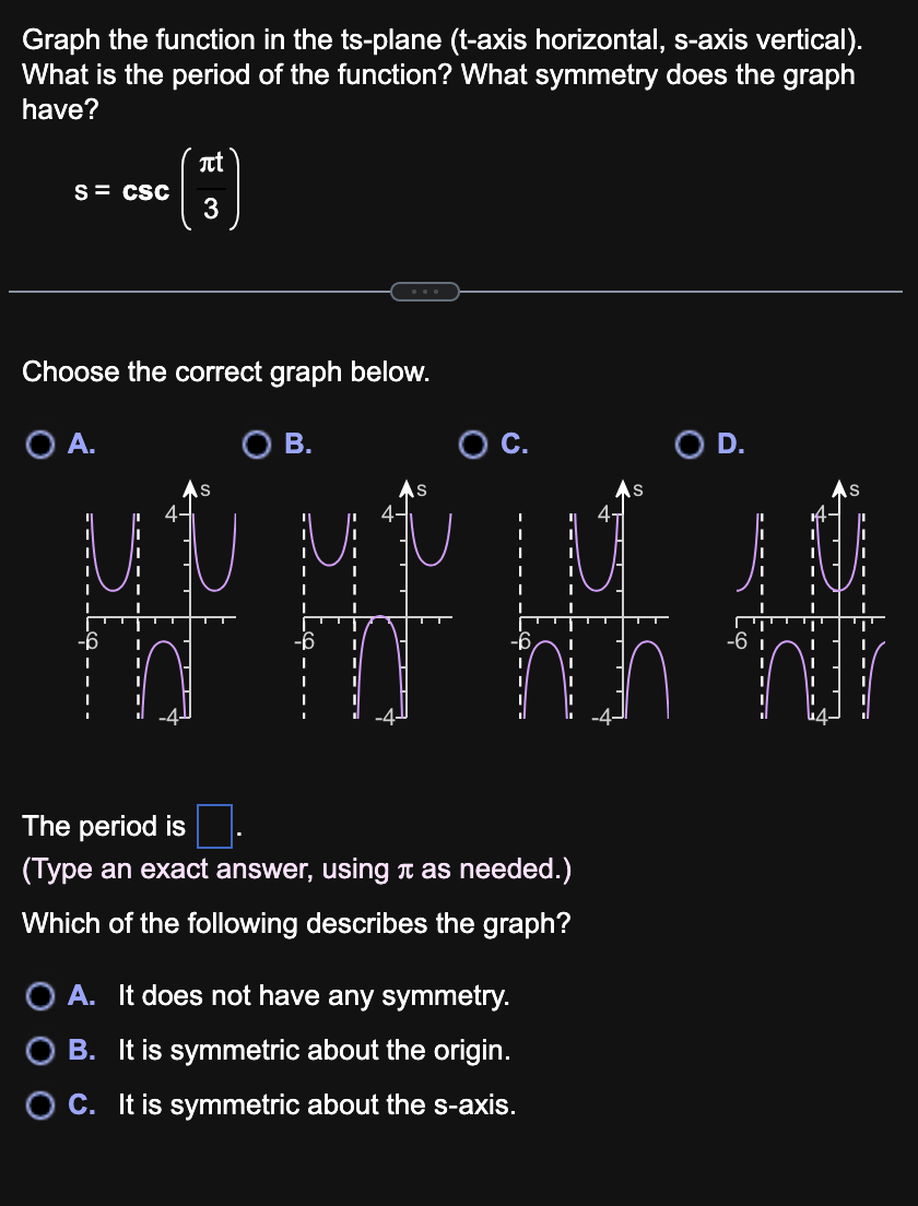 Solved Graph the function in the ts-plane (t-axis | Chegg.com
