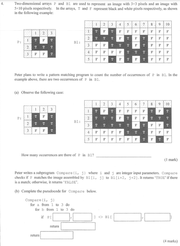 Solved 4. Two-dimensional arrays P and Bl are used to | Chegg.com