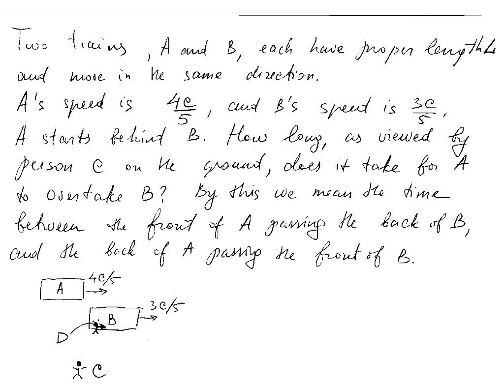 Solved Two trains 2 hoie in he Same A and B, each have | Chegg.com