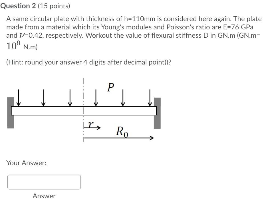 Solved Question 2 (15 points) A same circular plate with | Chegg.com