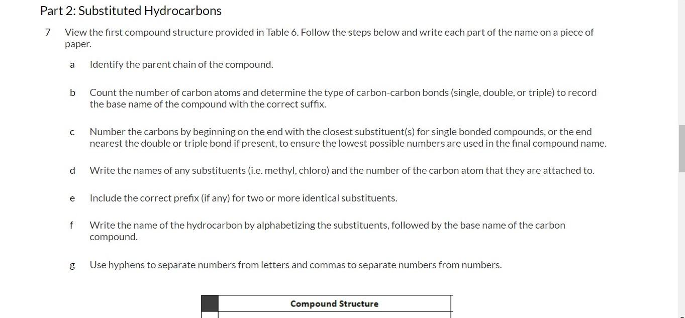 Solved Part 2: Substituted Hydrocarbons 7 View the first | Chegg.com
