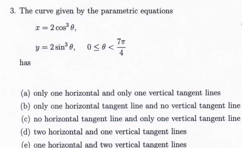 Solved 3. The curve given by the parametric equations | Chegg.com