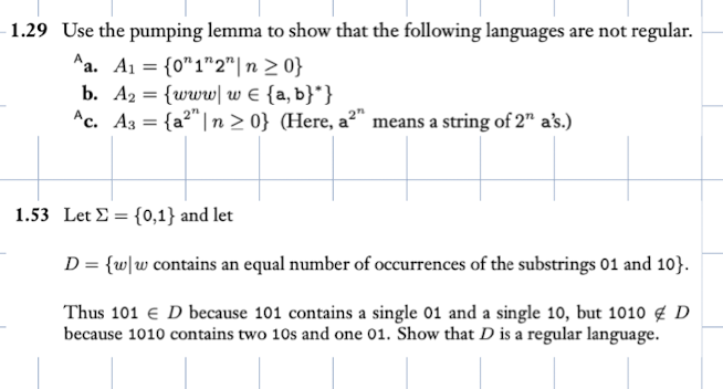 Solved .29 Use the pumping lemma to show that the following | Chegg.com