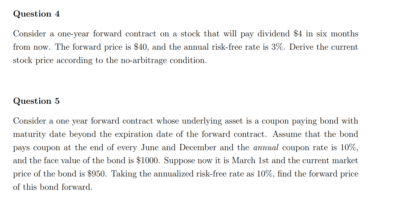 Solved Consider a one-year forward contract on a stock that | Chegg.com