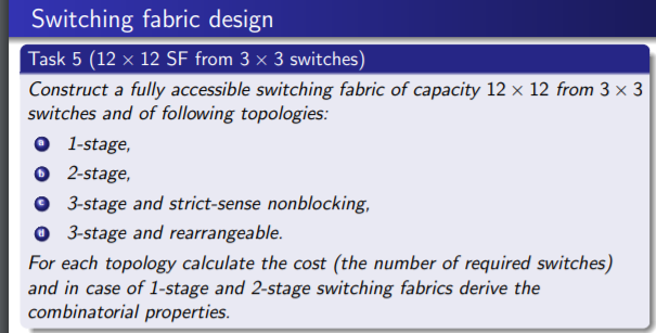 Switching fabric design Task 5 (12 x 12 SF from 3 x 3 | Chegg.com