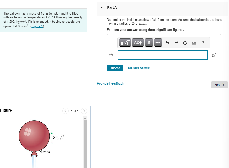 Solved by an EXPERT The balloon has a mass of 15 g (empty) ﻿and it is | Chegg.com