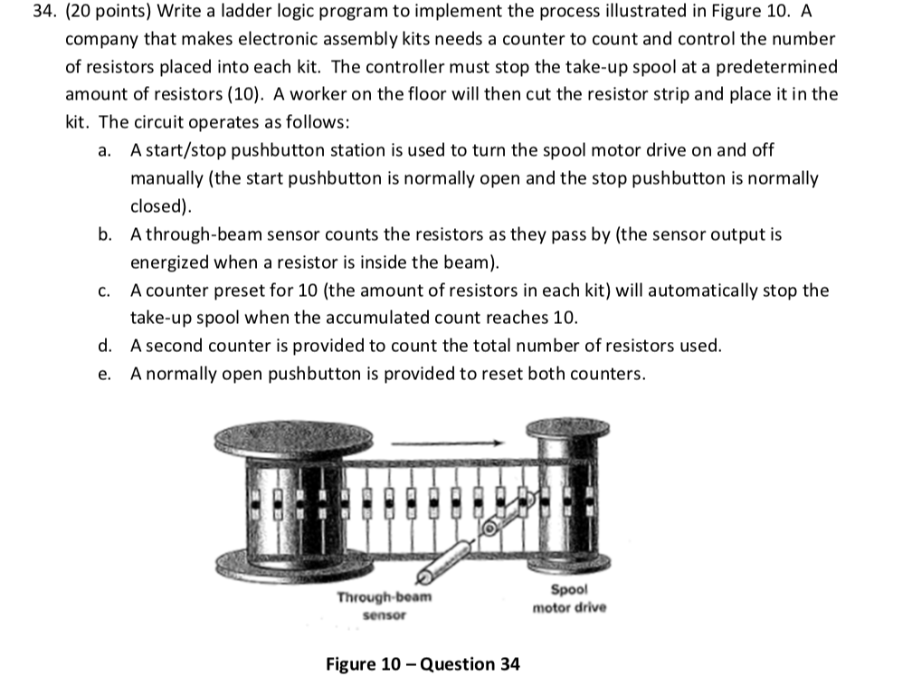 Solved 34, (20 points) Write a ladder logic program to | Chegg.com