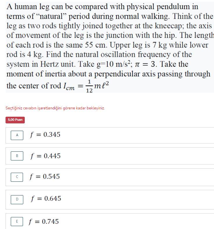 Solved A human leg can be compared with physical pendulum in | Chegg.com