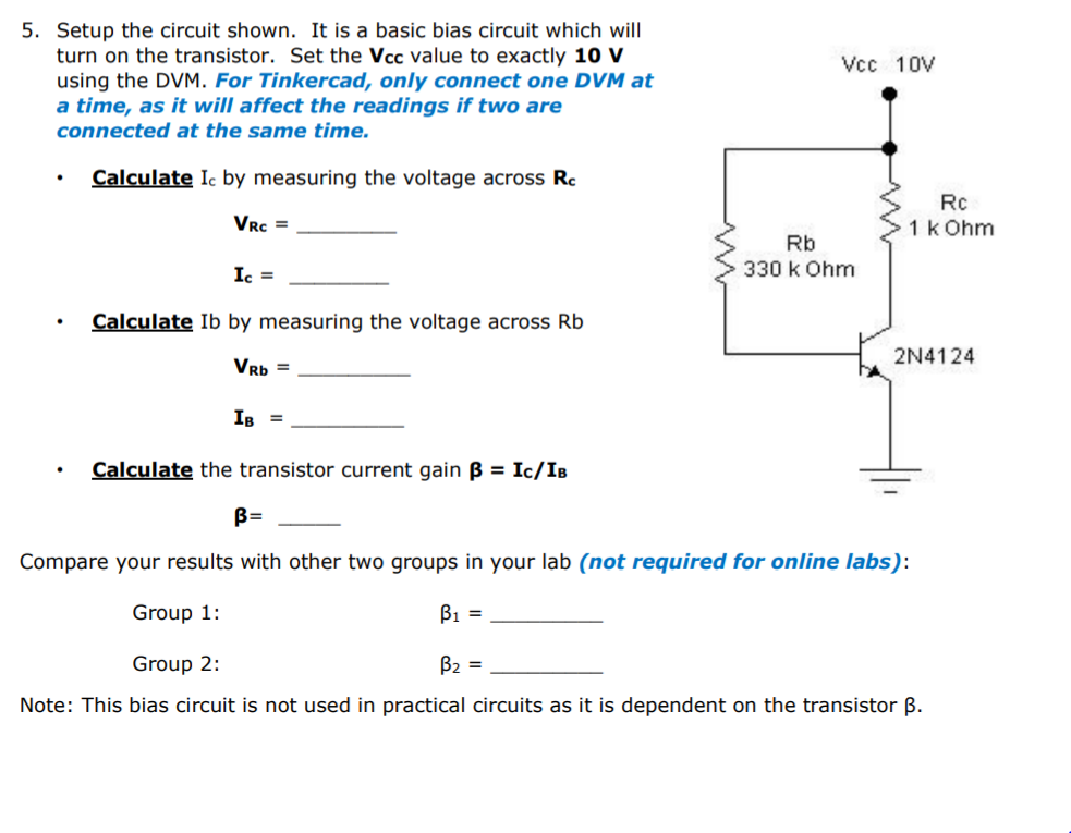 Solved Vcc 10V 5. Setup the circuit shown. It is a basic | Chegg.com