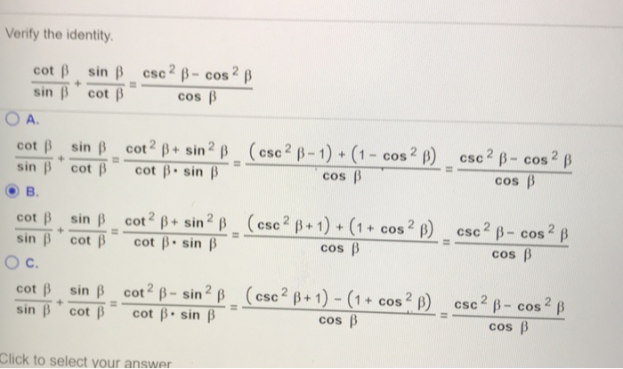 Solved Verify the identity cot ? sin ? csc2p-cos 2 ? sin . | Chegg.com