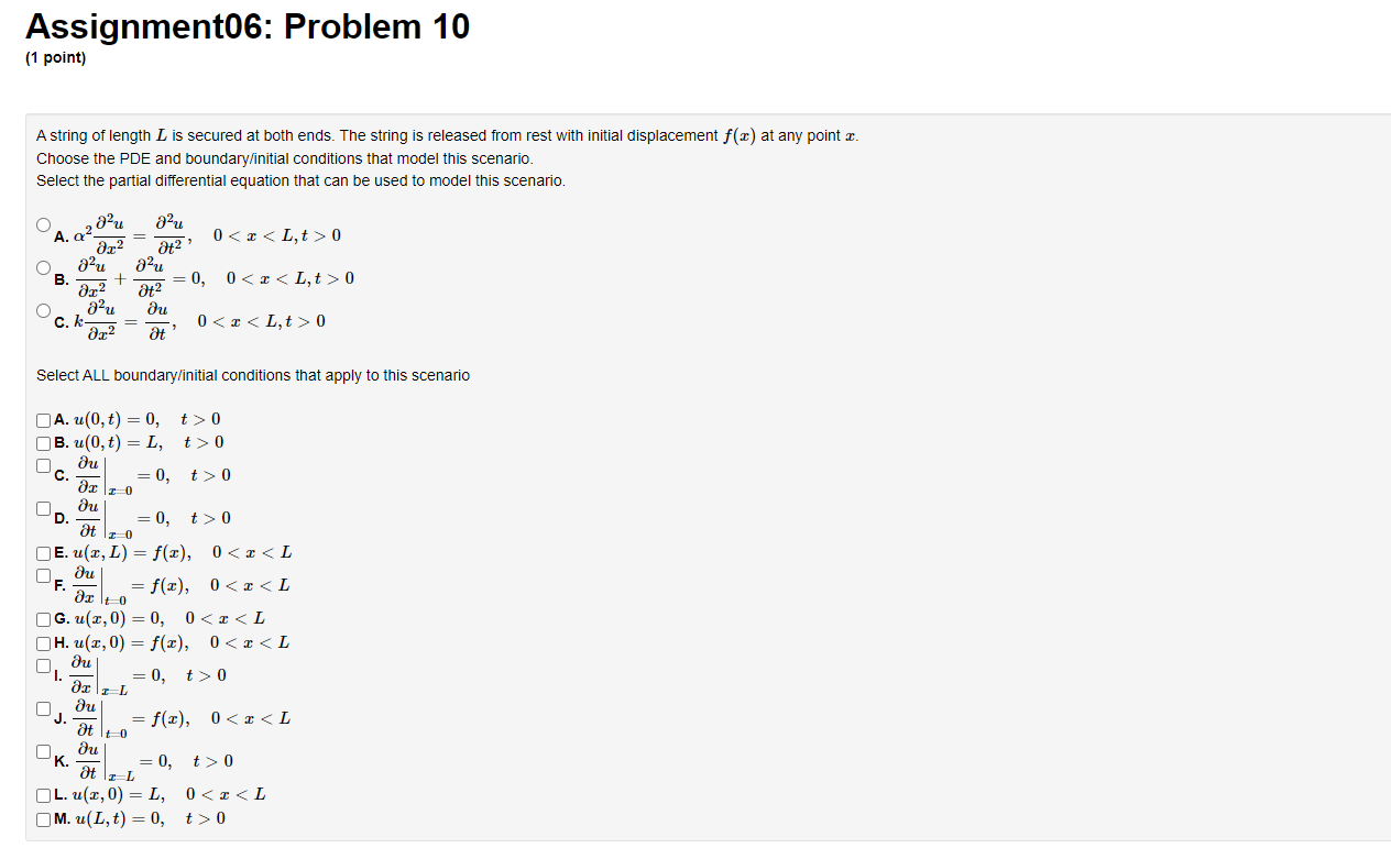 Solved Assignment06: Problem 10 (1 point) A string of length | Chegg.com