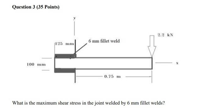 Question 3 (35 Points) What is the maximum shear | Chegg.com