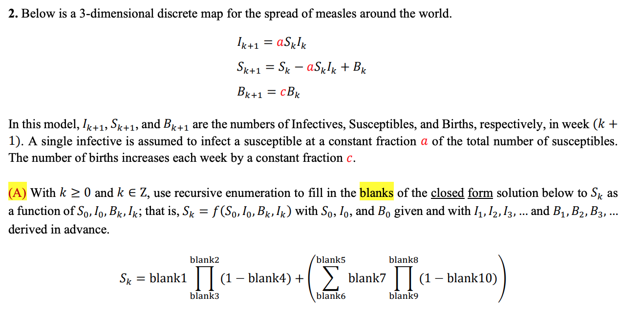 2. Below is a 3-dimensional discrete map for the | Chegg.com