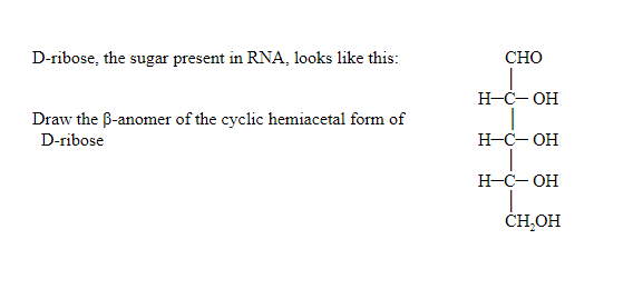 Solved D-ribose, the sugar present in RNA, looks like this: | Chegg.com