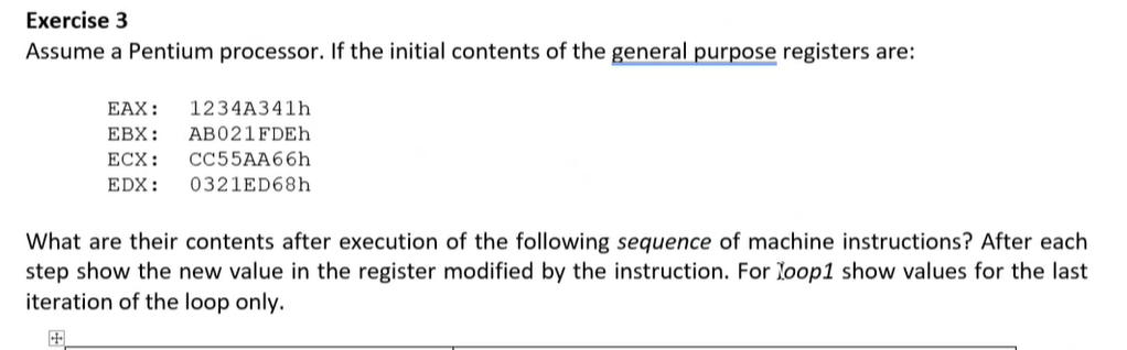 Solved Exercise 3 Assume a Pentium processor. If the initial | Chegg.com