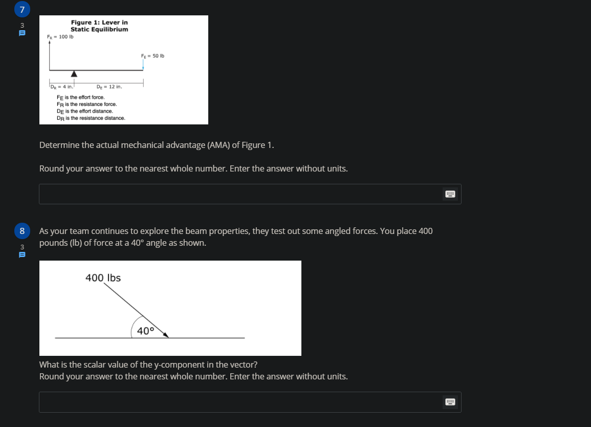 Solved 7 3 B Figure 1: Lever in Static Equilibrium FR - 100 | Chegg.com