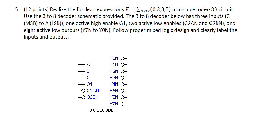 Solved (12 points) Realize the Boolean expressions | Chegg.com