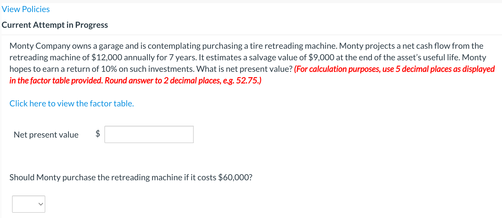 Solved View Policies Current Attempt in Progress Monty | Chegg.com