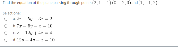 Solved Find the equation of the plane passing through points | Chegg.com