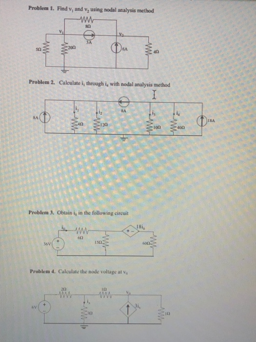 Solved Problem 1. Find v, and v, using nodal analysis method | Chegg.com