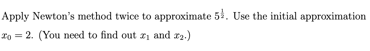 Solved Apply Newton's method twice to approximate 512. ﻿Use | Chegg.com
