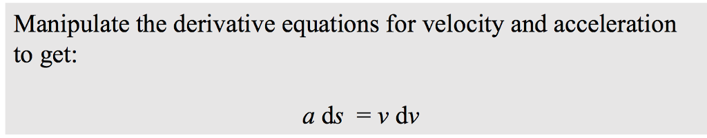 Solved Manipulate the derivative equations for velocity and | Chegg.com