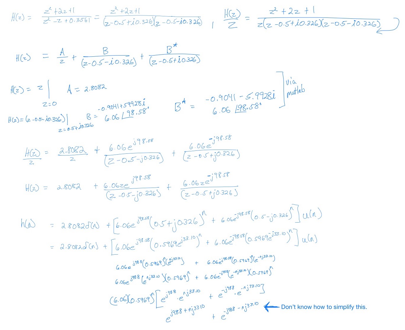 Solved How to simplify e^(j98.8+nj33.10) + | Chegg.com