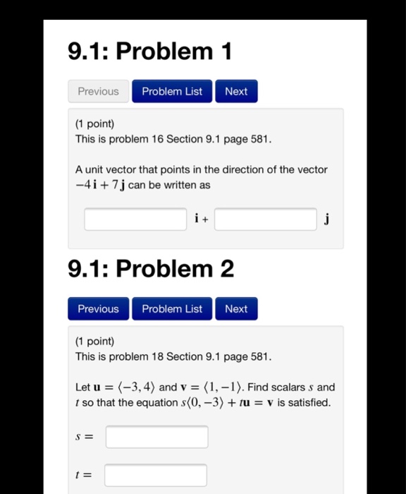 Solved 9.1: Problem 1 Previous Problem List Next (1 point) | Chegg.com
