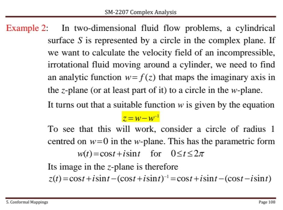 Solved SM-2207 Complex Analysis Example 2: In | Chegg.com