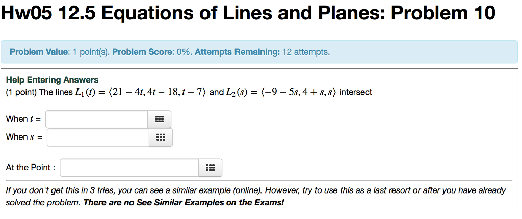 Solved Hw05 12.5 Equations of Lines and Planes: Problem 10 | Chegg.com