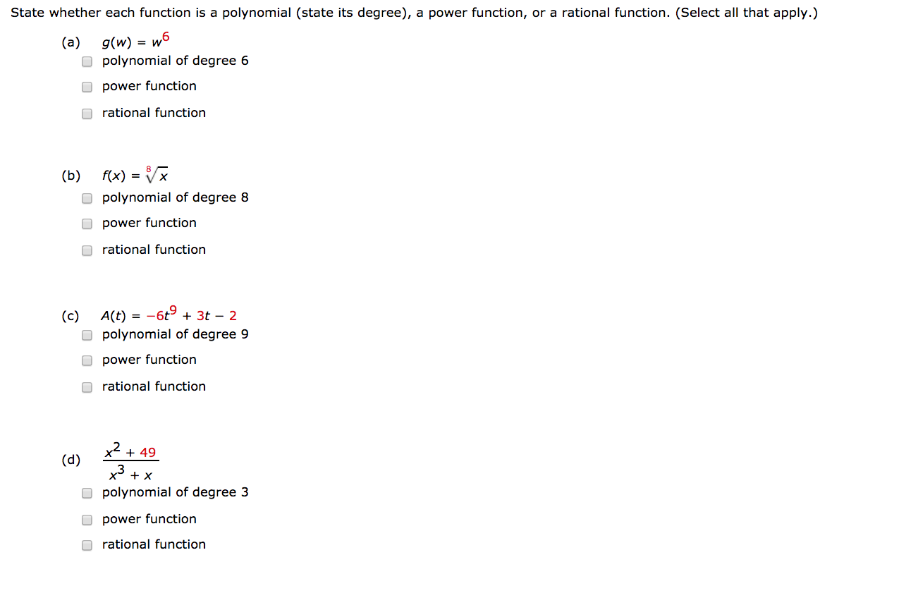 Solved State Whether Each Function Is A Polynomial State 