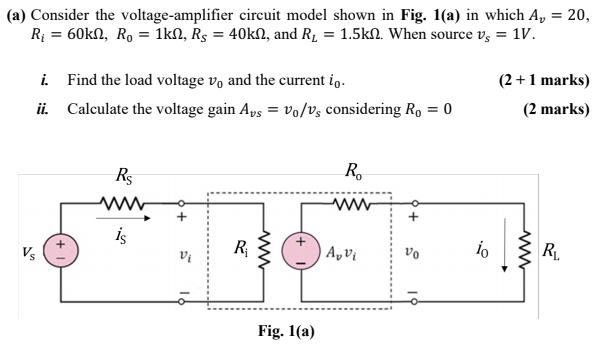 Solved (a) Consider the voltage-amplifier circuit model | Chegg.com