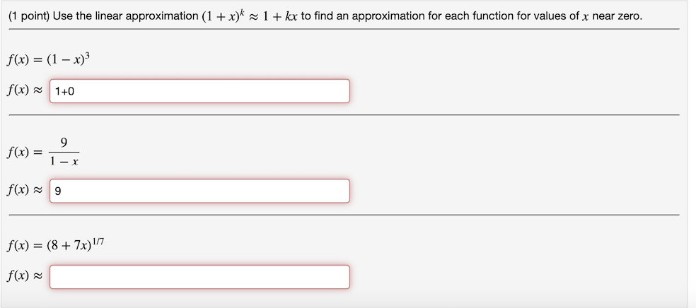 Solved 1 Point Use The Linear Approximation 1 X 1 Kx