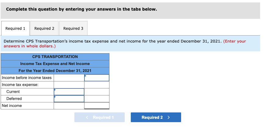 Solved Required: 1. Determine CPS Transportation's | Chegg.com
