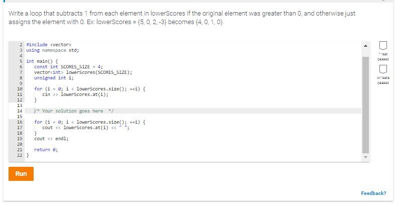 Solved Write a loop that subtracts 1 from each element in | Chegg.com