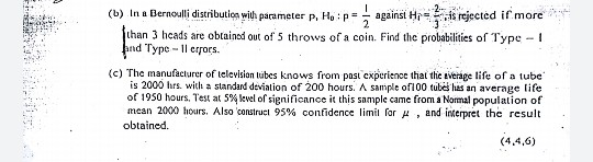 Solved (b) In a Bernoulli distribution with parameter p, | Chegg.com
