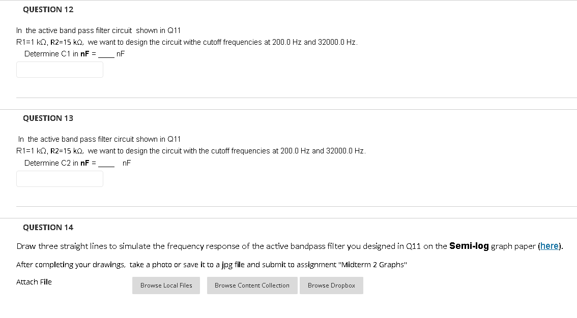 Solved Design an active band pass filter using circuit shown | Chegg.com