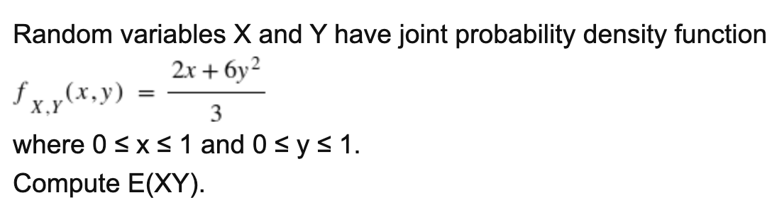 Solved Random variables X and Y have joint probability | Chegg.com