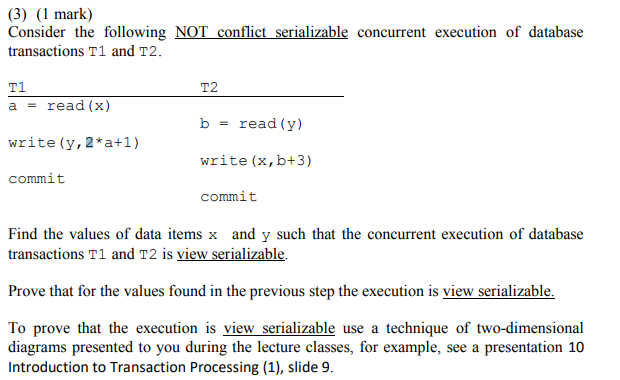 Solved (3) (1 mark) Consider the following NOT conflict | Chegg.com