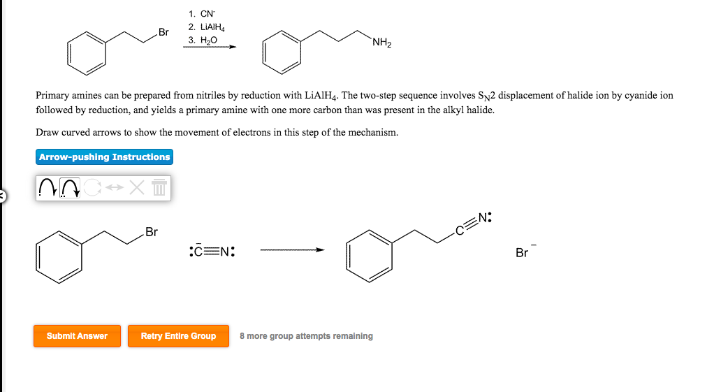 Solved 1. CN 2. LiAlH4 3. H2O -Br NH2 Primary amines can be | Chegg.com