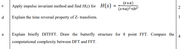 Solved с Apply impulse invariant method and find H(2) for | Chegg.com